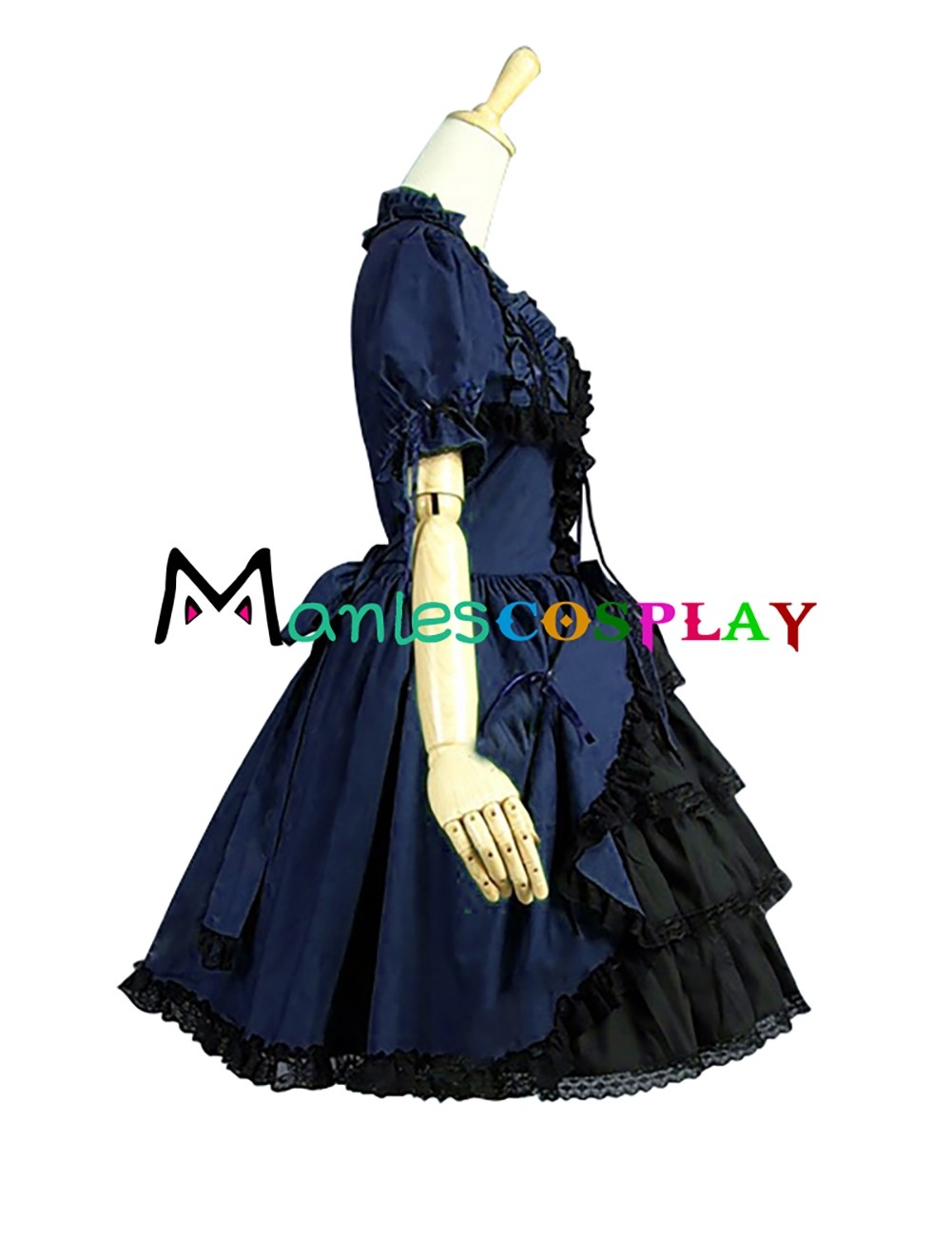 Punk Gothic Lolita Classical Gothic Neck Pagoda Sleeves Tiered Ruffles ...