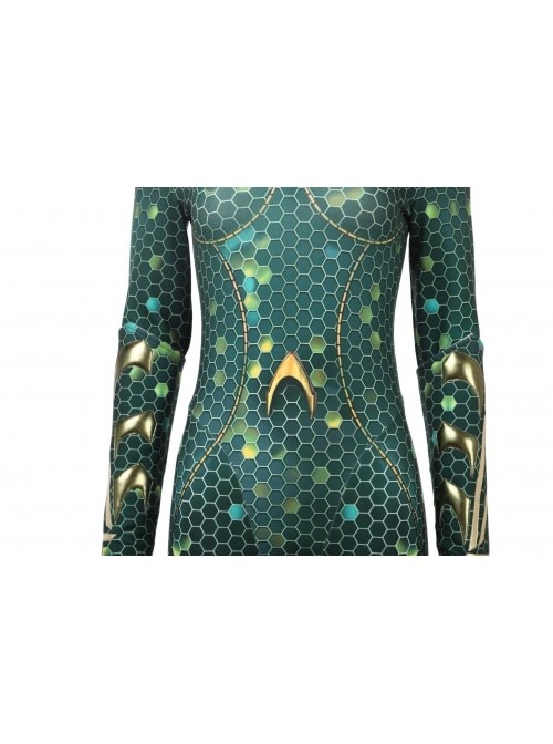 Aquaman Mera Green Scale Print Battle Costume Full Set Anime Aquaman